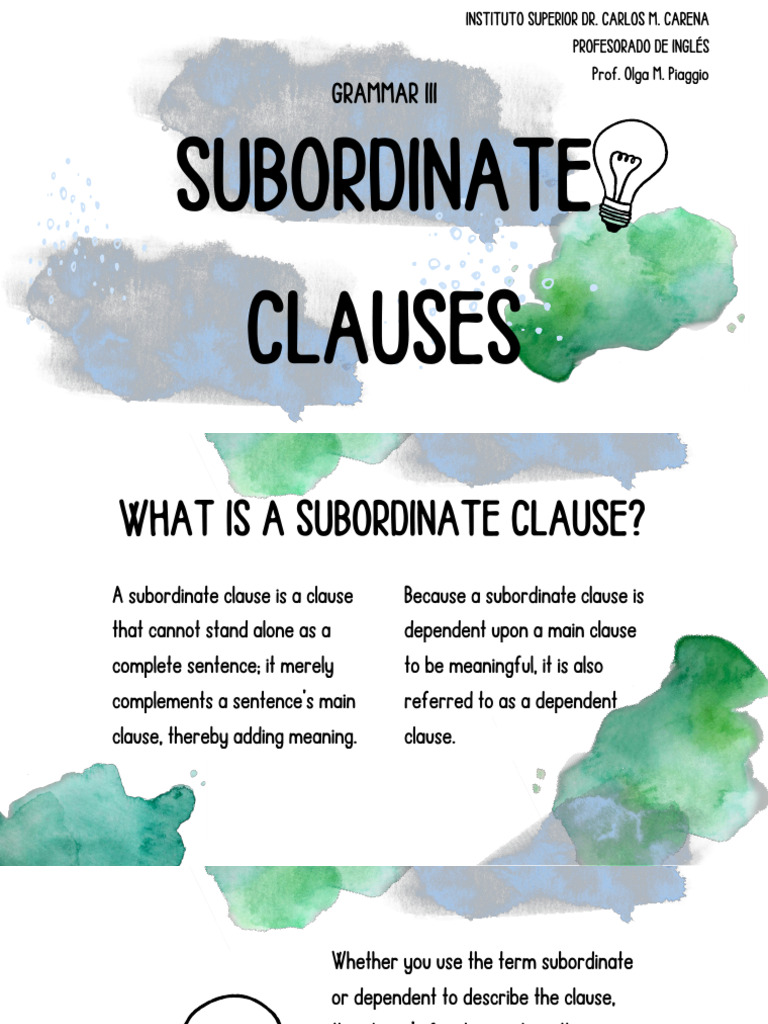 SUBORDINATE CLAUSES REVIEW | PDF