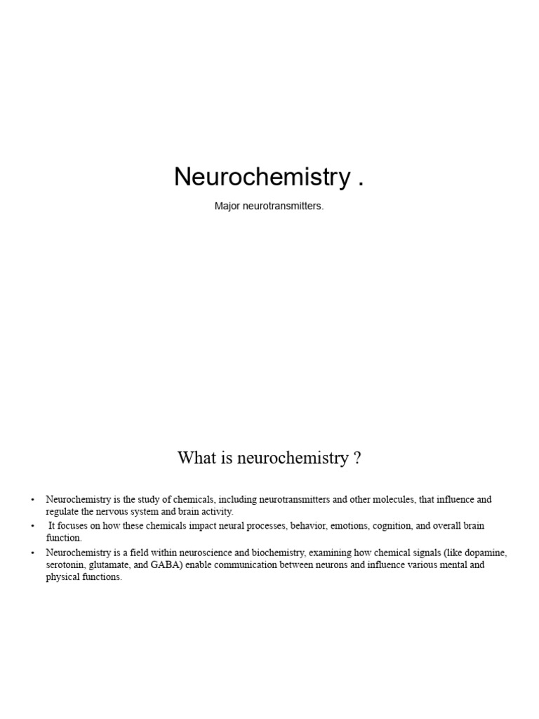 CHPTR Neurochemistry | PDF | Neurotransmitter | Norepinephrine