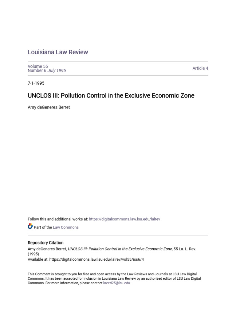 De Generes-UNCLOS III - Pollution Control in The Exclusive Economic ...