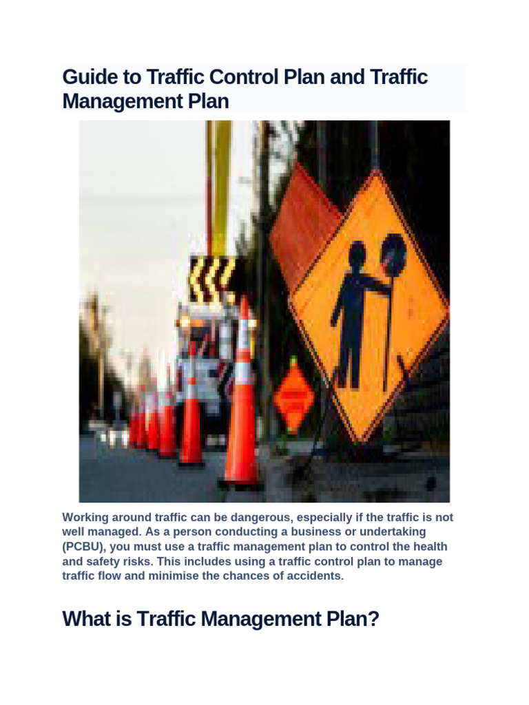 Guide To Traffic Control Plan and Traffic Management Plan | PDF ...