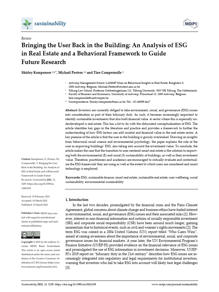 Bringing The User Back in The Building An Analysis | PDF | Sustainability