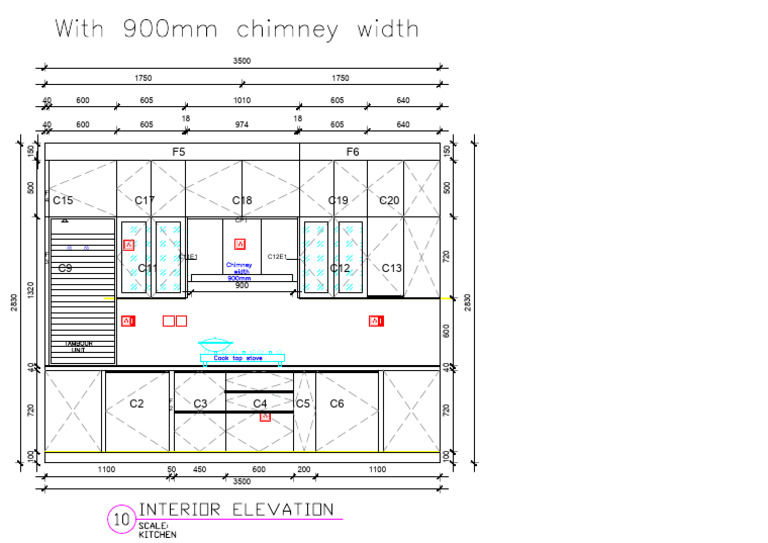 Hob Side Elevation With Chimney Width 900 | PDF