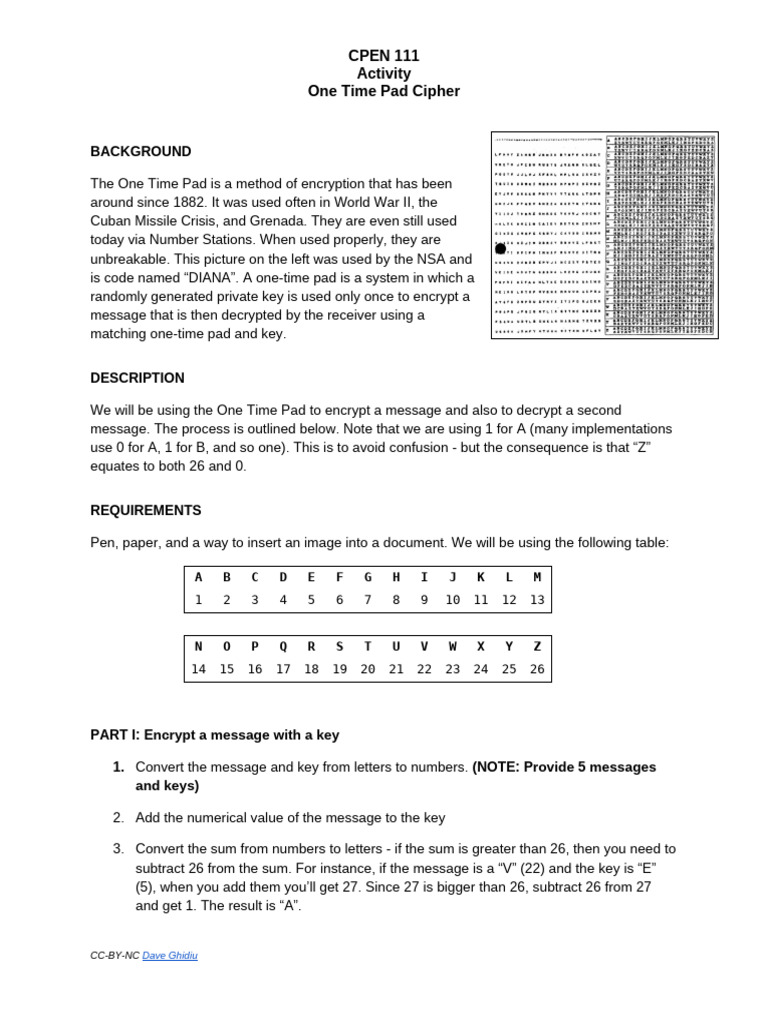 Activity One Time Pad Cipher | PDF | Encryption | Cipher