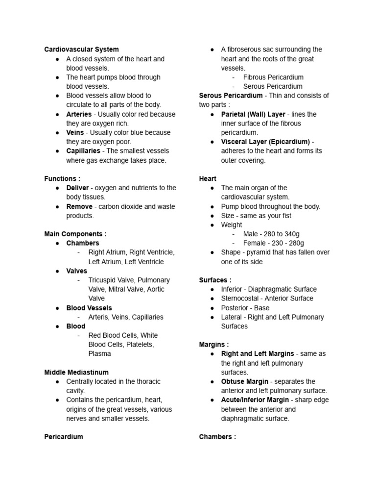 Overview of the Cardiovascular System | PDF | Coronary Circulation ...