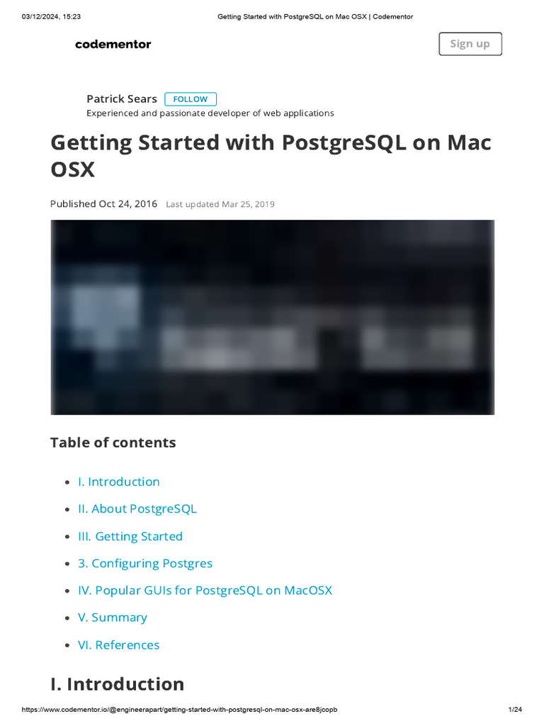 Getting Started With Postgresql On Mac Osx Codementor Pdf Postgre