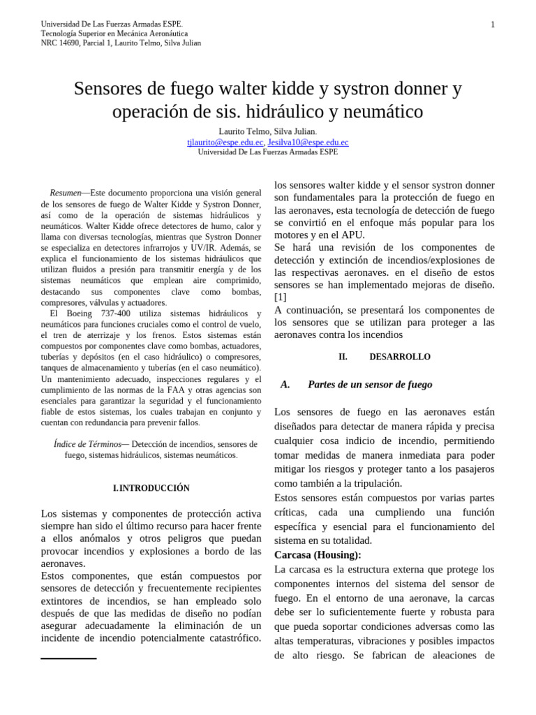 Sensores de Fuego en Aeronaves: Kidde y Donner | PDF | Infrarrojo | Sensor