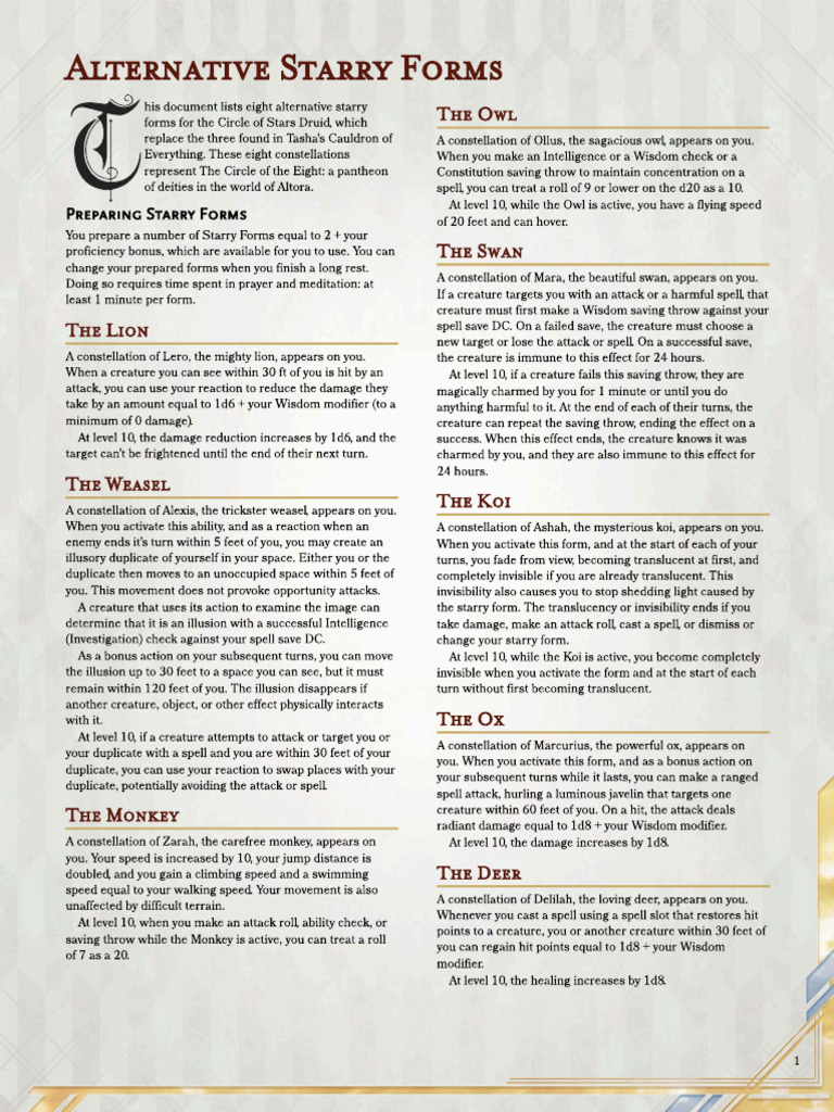 Alternate Starry Forms | PDF