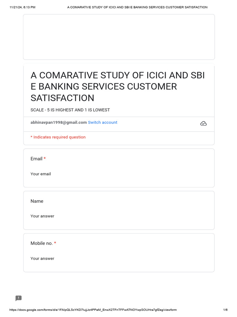 A Comarative Study of Icici and Sbi e Banking Services Customer ...