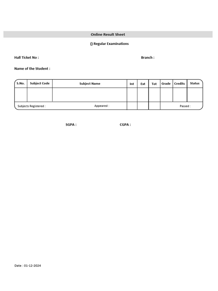 Result Sheet | PDF