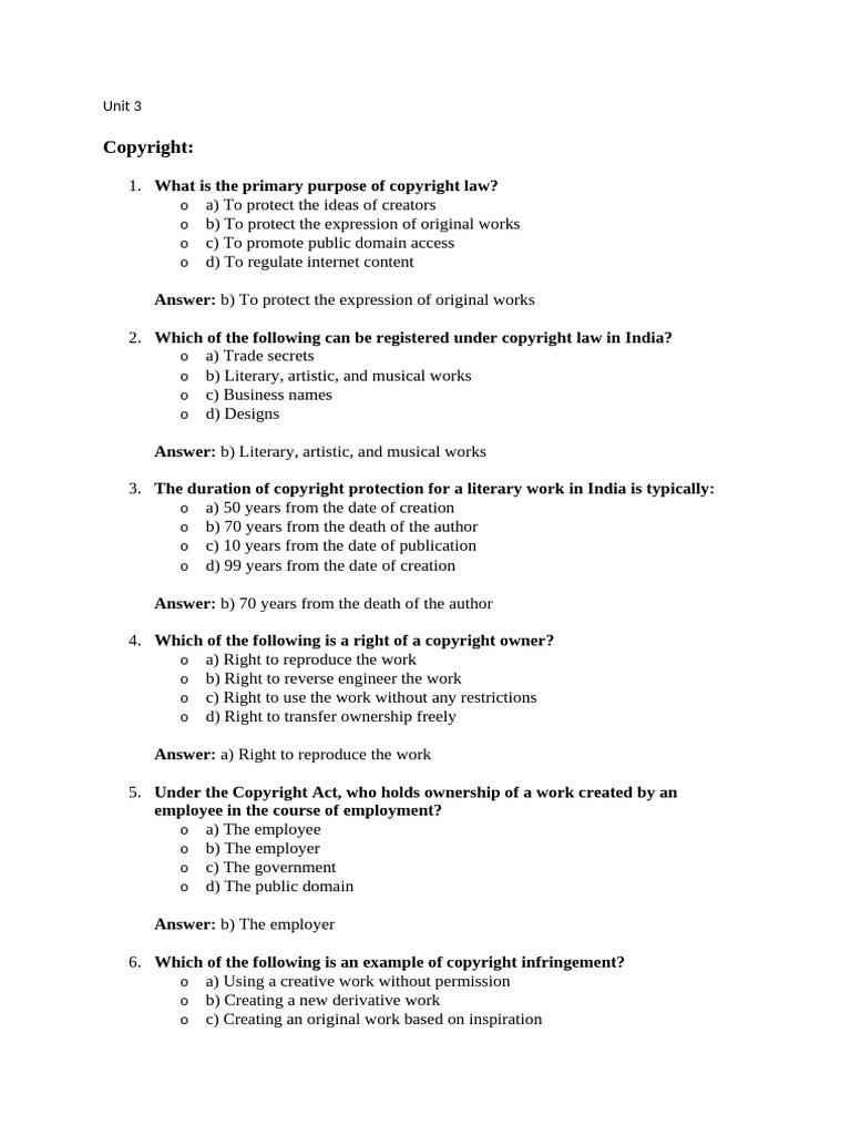 Unit3 to unit 5 MCQ | PDF | Trademark | Intellectual Property