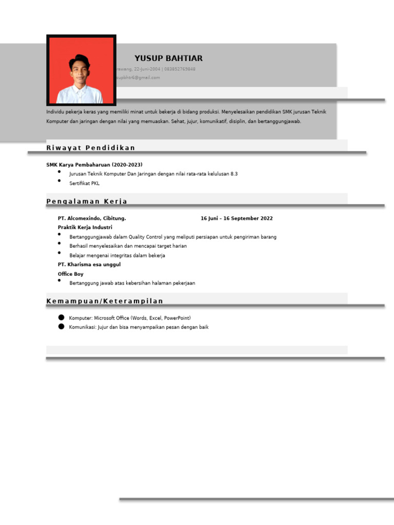 CV Yusup Bahtiar | PDF