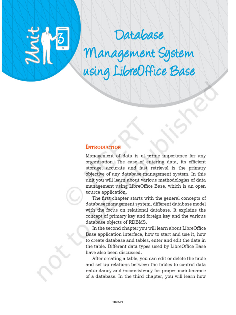 NCERT Class 10 Unit 3 Database Management System Using LibeOffice Base | PDF | Relational Model ...