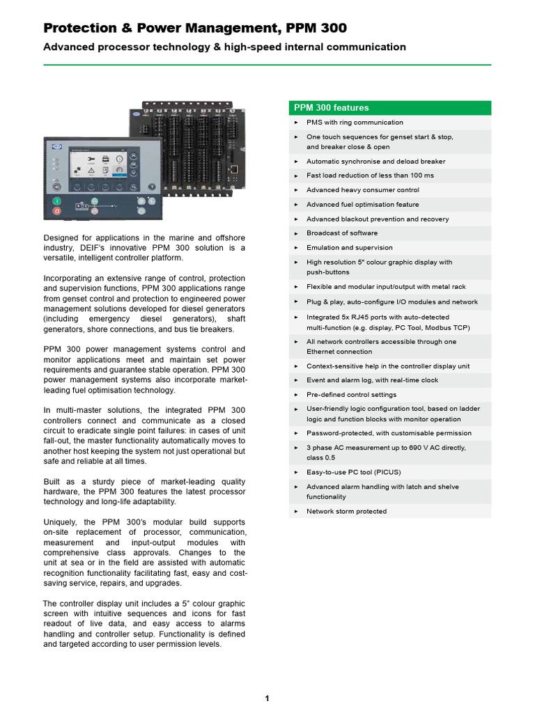 DEIF PPM 300 Marine Power Management | PDF | Programmable Logic Controller | Computer Engineering