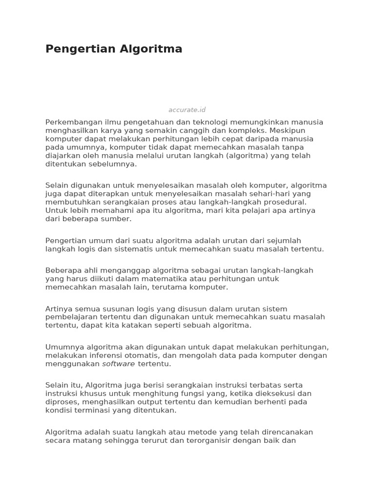 Pengertian dan Jenis Algoritma | PDF