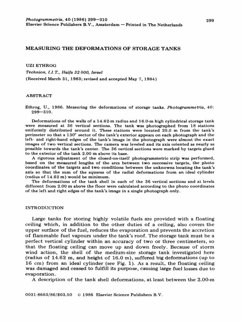 1986 - Measuring The Deformations of Storage Tanks | PDF | Radius | Circle