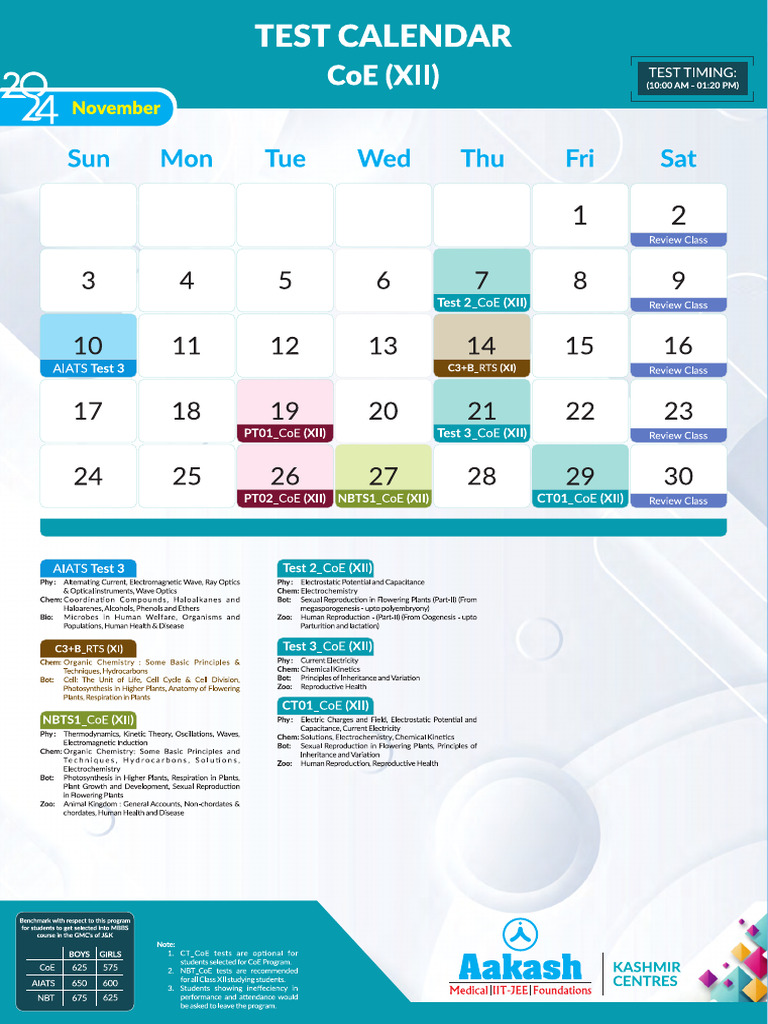 CoE XII Calender 2024-25 Revised 0 | PDF