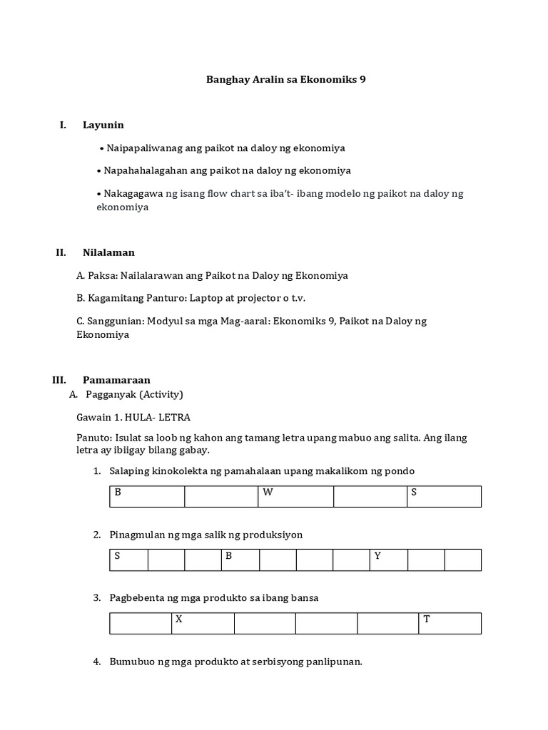Economics 9 Lesson Plan | PDF