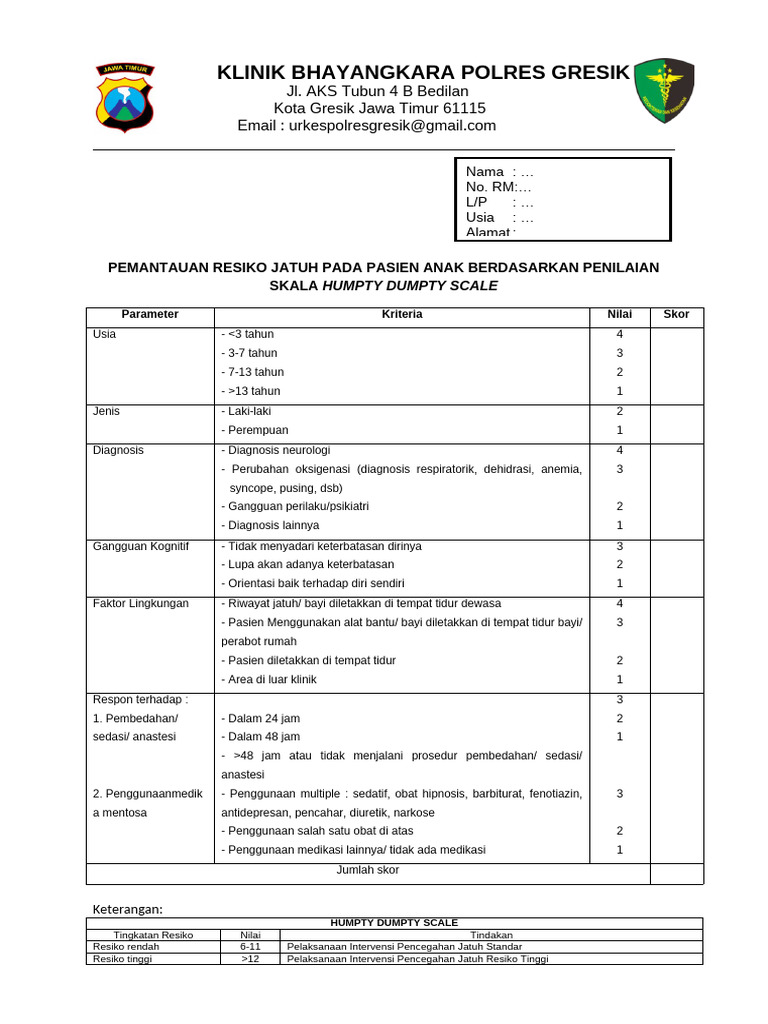 Pemantauan Risiko Jatuh Anak | PDF