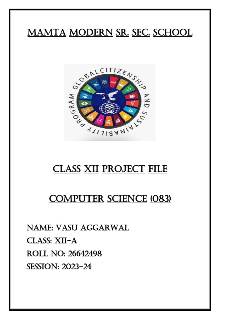 Project Vasu 1 Pdf Databases Computer Programming 3735