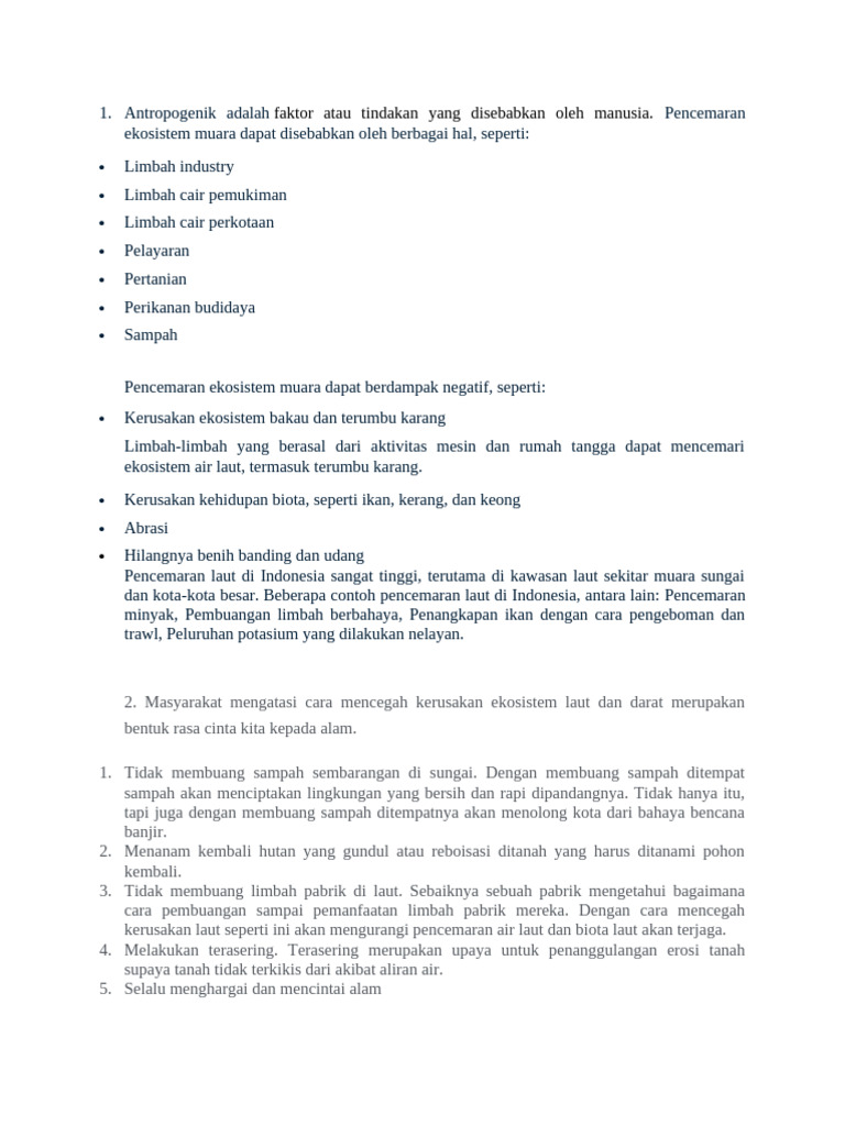 Dampak dan Pencegahan Antropogenik | PDF