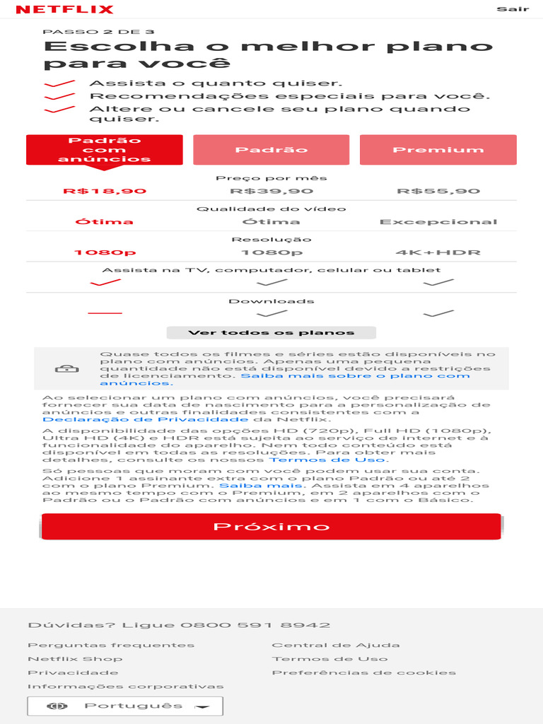 Escolha Seu Plano Netflix Ideal | PDF