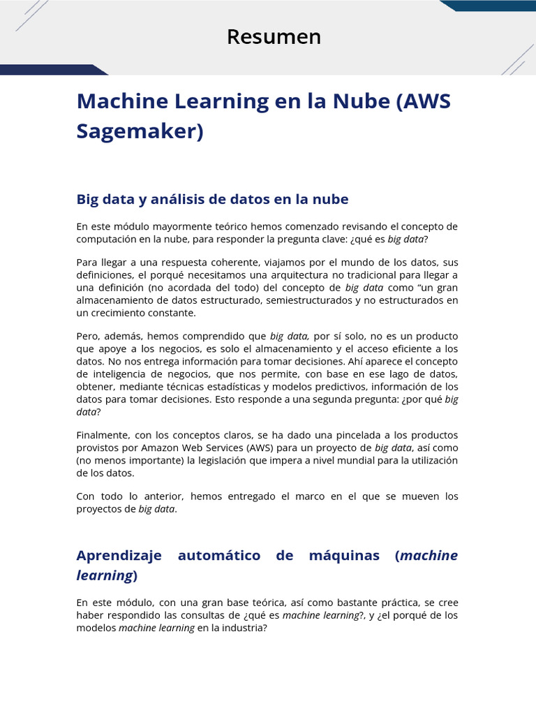 Implementación ML en AWS SageMaker | PDF | Aprendizaje automático | Big Data