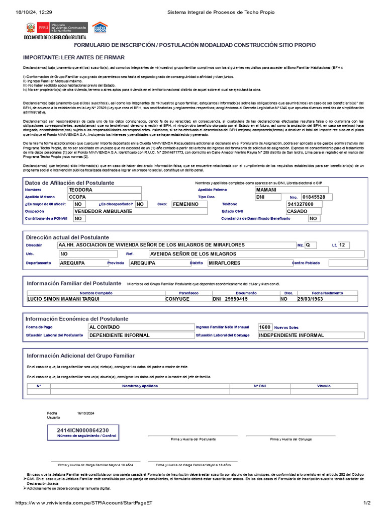 Inscripción para Bono Familiar Habitacional | PDF | Documento de identidad | Red mundial