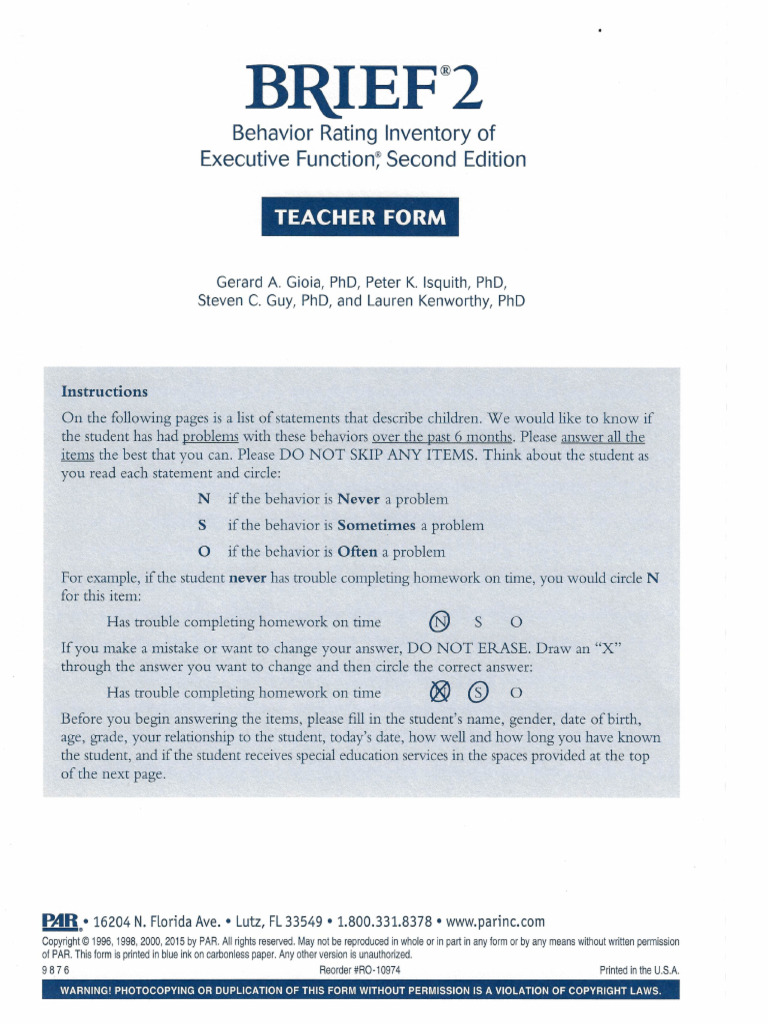BRIEF 2 Teacher Form | PDF
