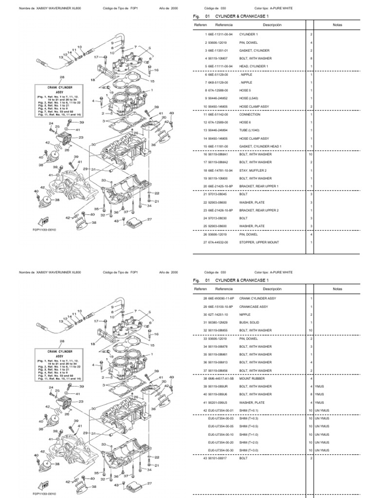 Xa800y Waverunner XL800 Cylinder & Crankcase 1 | PDF