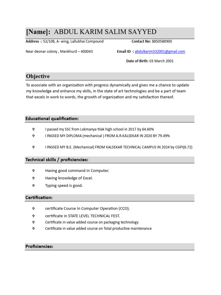 Abdul Sayyed Resume | PDF