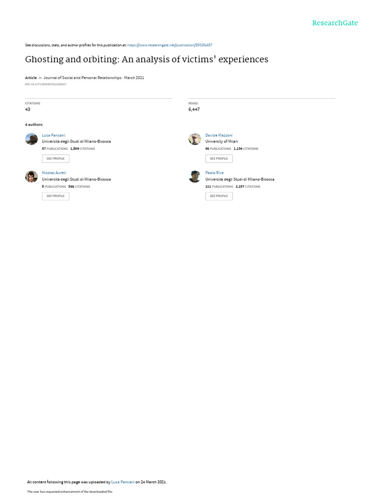 Ghosting Orbiting | PDF | Anger | Psychology