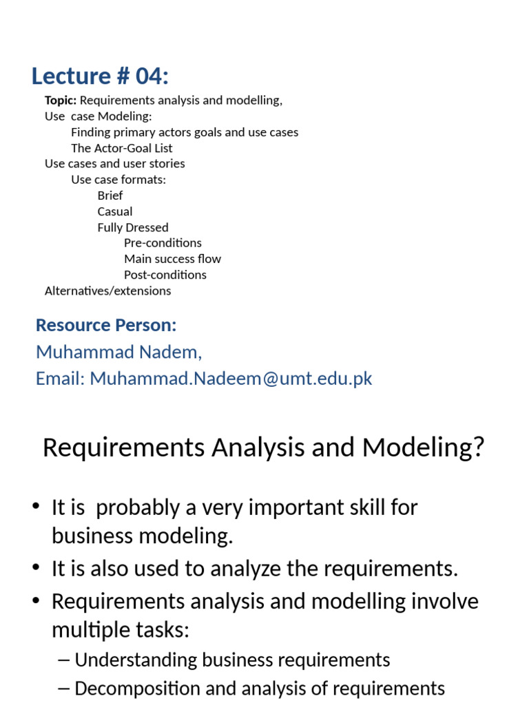 Se Lec 4 Req Analysis And Modelling For Week 3 Pdf Use Case Point