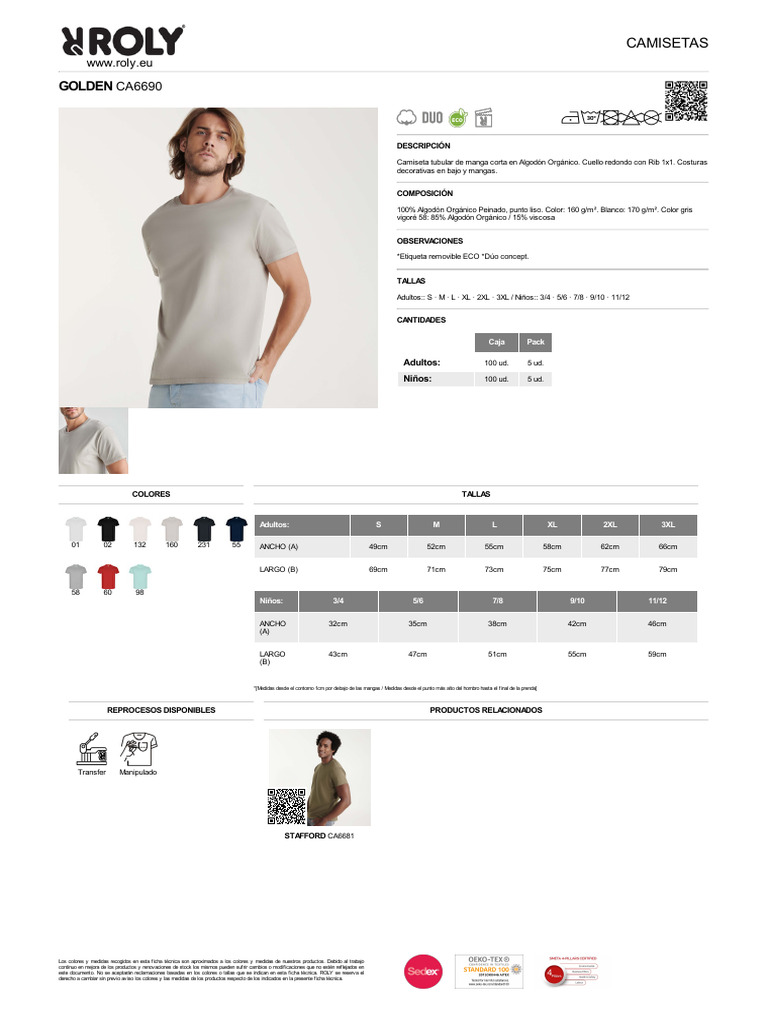 Camiseta Roly Golden CA6690 | PDF