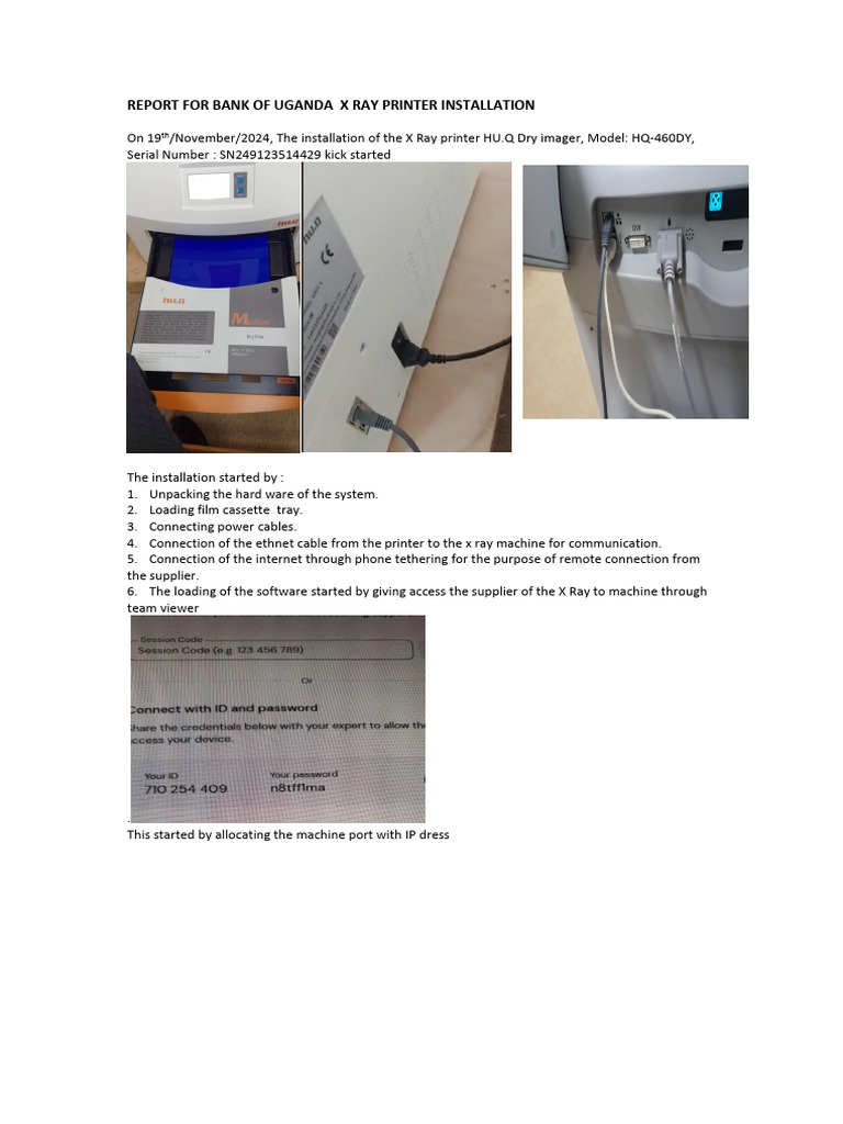 Report For Bank of Uganda X Ray Printer Installat | PDF