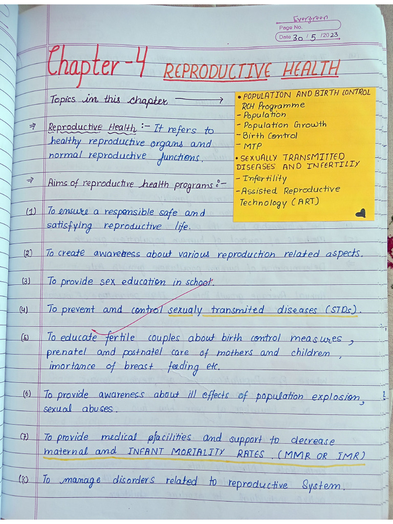Class 12th Biology Chapter 3 Reproductive Health | PDF