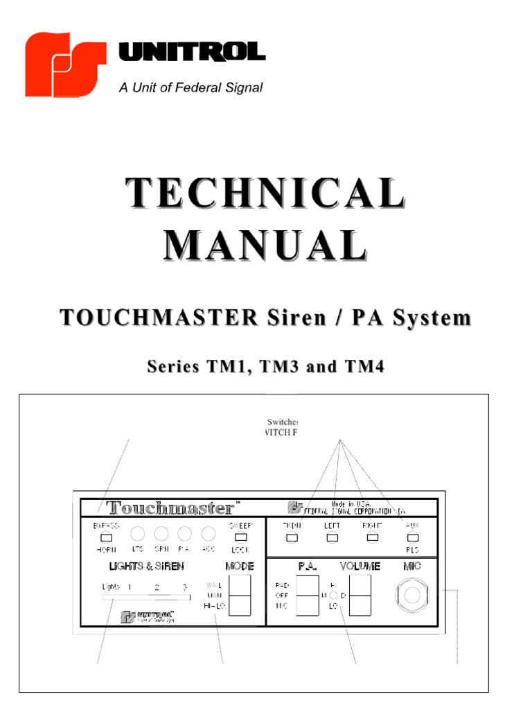 Touchmaster TM1 TM3 TM4 Siren Manual - OP-UTMD | PDF | Amplifier ...