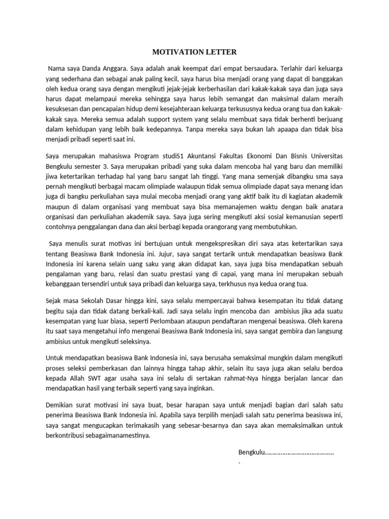 Motivation Letter | PDF