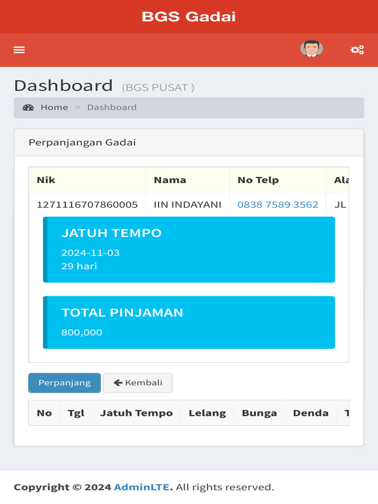 Dashboard Perpanjangan Gadai Online | PDF