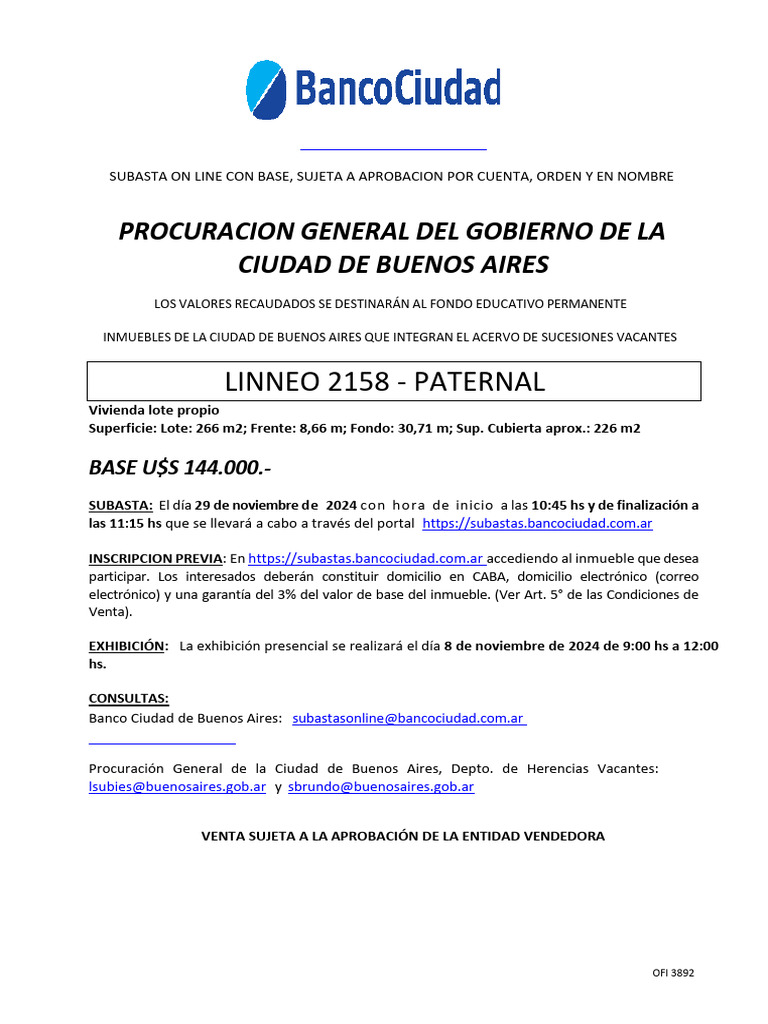 Condiciones Subasta 3409 | PDF