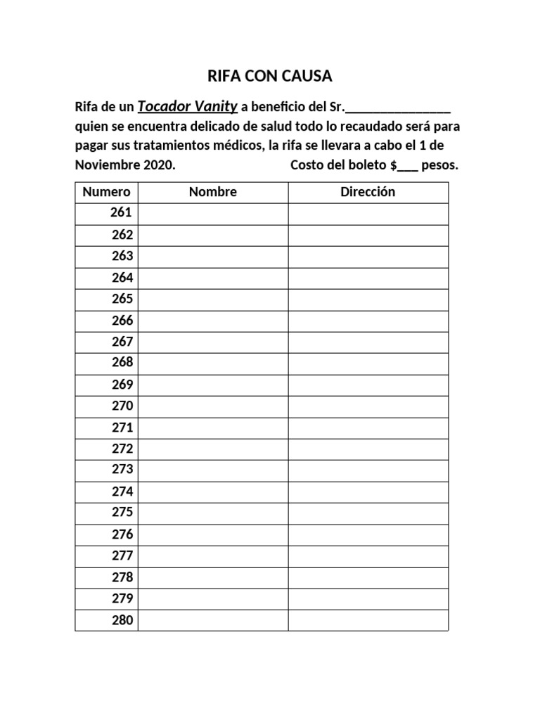 Copia de Rifa | PDF