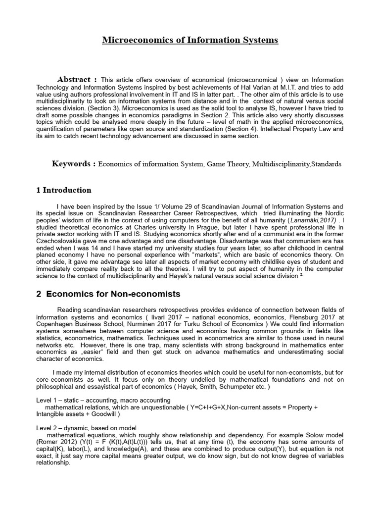 Economics of Information Systems1 | PDF | Economics | Microeconomics
