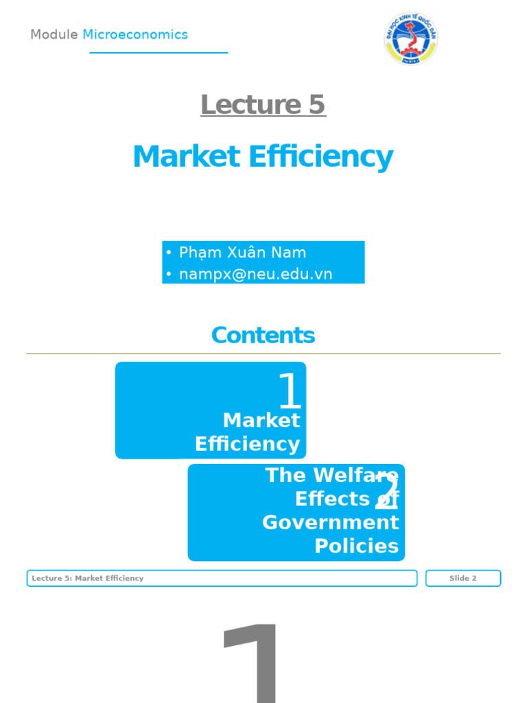 Lecture 5 Market Efficiency | PDF | Economic Surplus | Demand