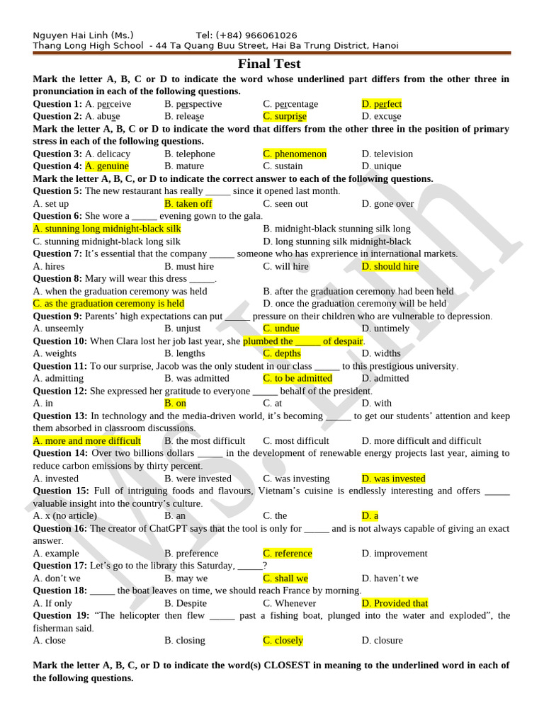Final Test: English Language Skills | PDF | Artificial Intelligence ...