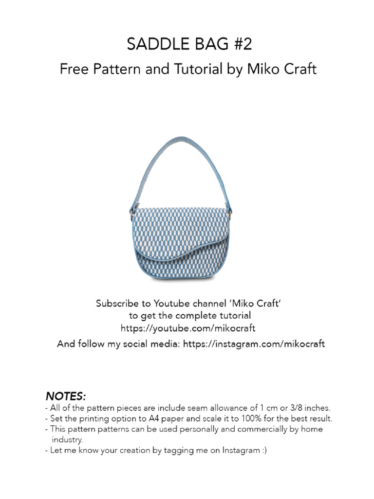 Saddle Bag #2 - Free Pattern and Tutorial by Miko Craft | PDF