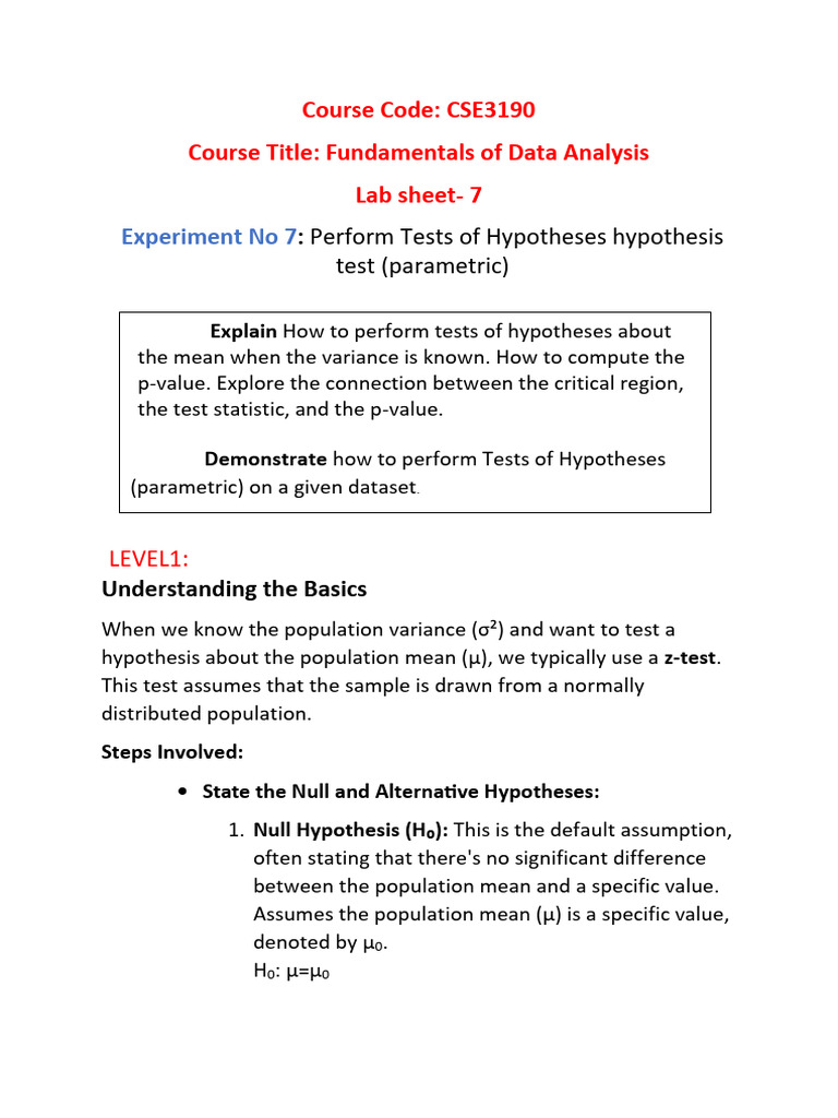 Labsheet 7 - 241206 - 181406 | PDF | P Value | Statistical Hypothesis ...