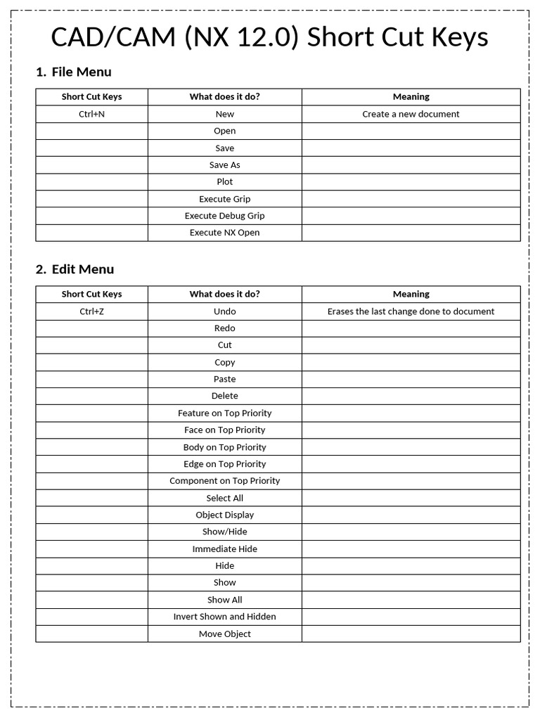 NX Siemens Shortcut CAD | PDF | Computer Aided Design | Computing