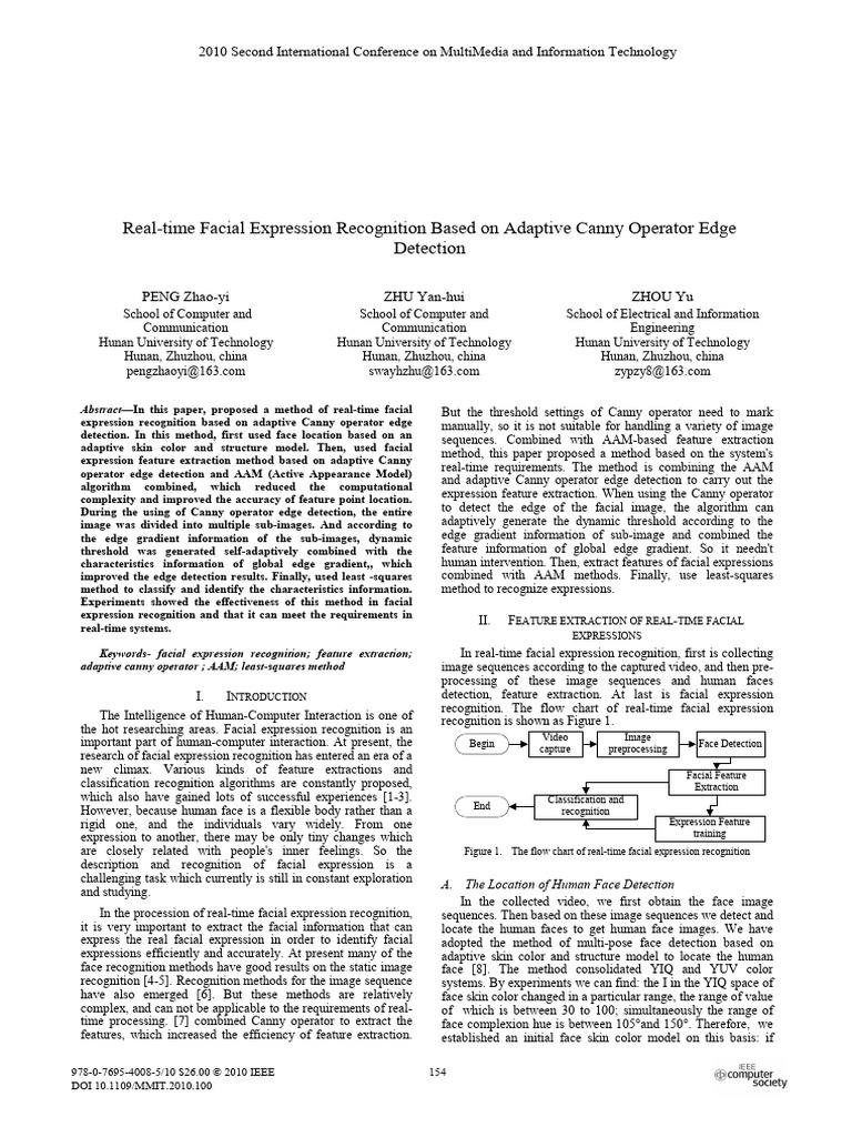 Real Time Facial Expression Recognition Based On Adaptive Canny Operator Edge Detection Pdf