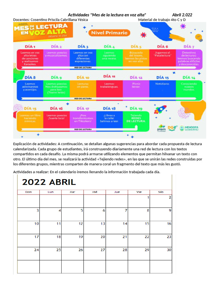 Actividades Abril 20 Min Lectura | PDF | El Principito
