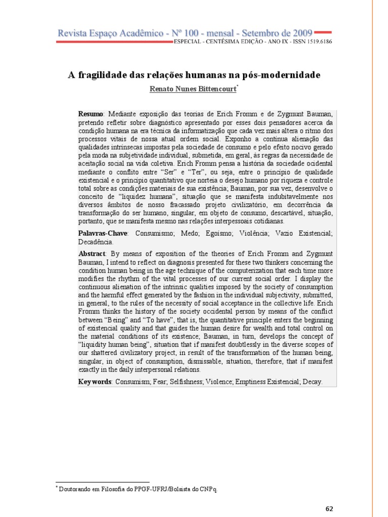 Ser vs. Ter: A Fragilidade Humana | PDF | Existencialismo | Erich Fromm