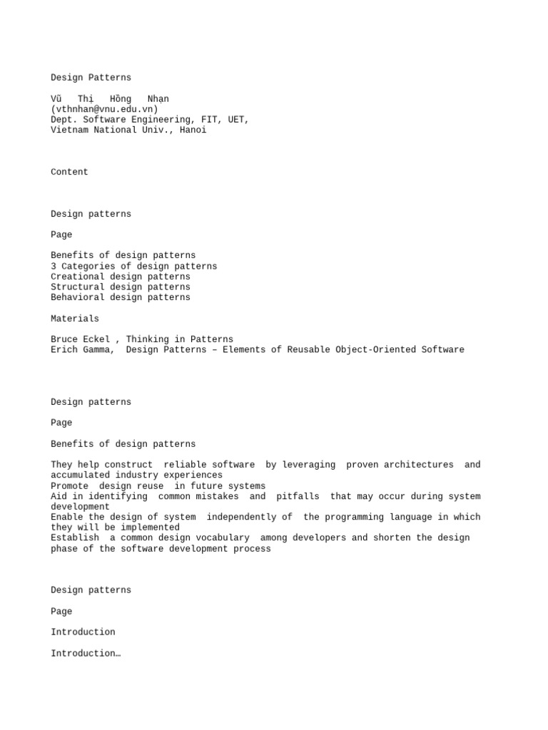 Lec12 Pattern Design Text Extracted Pdf Class Computer Programming Method Computer